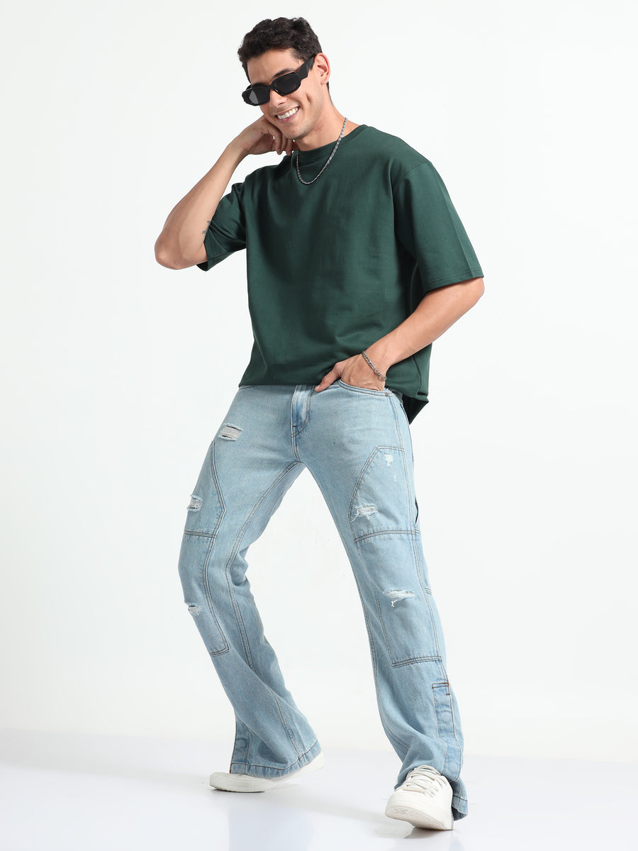 240GSM Unisex Bottle Green Cotton Oversized Tshirt Wholesale Rate Manufacturer Rate – Londhe ...