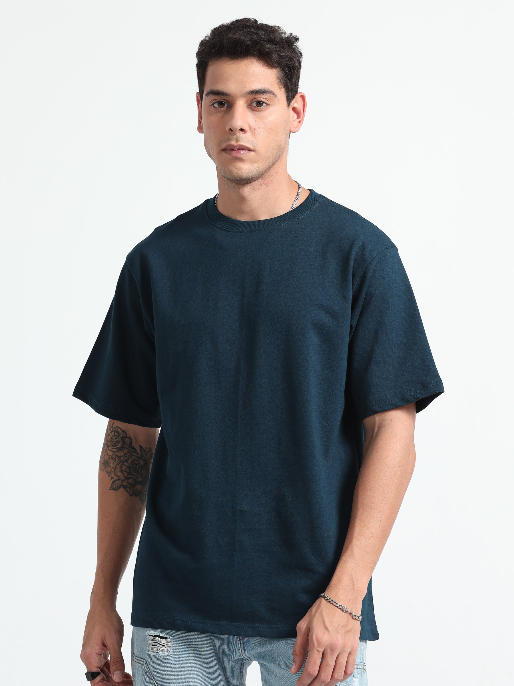 240GSM Unisex Petrol Green Cotton Oversized Tshirt Wholesale Rate Manufacturer Rate – Londhe ...