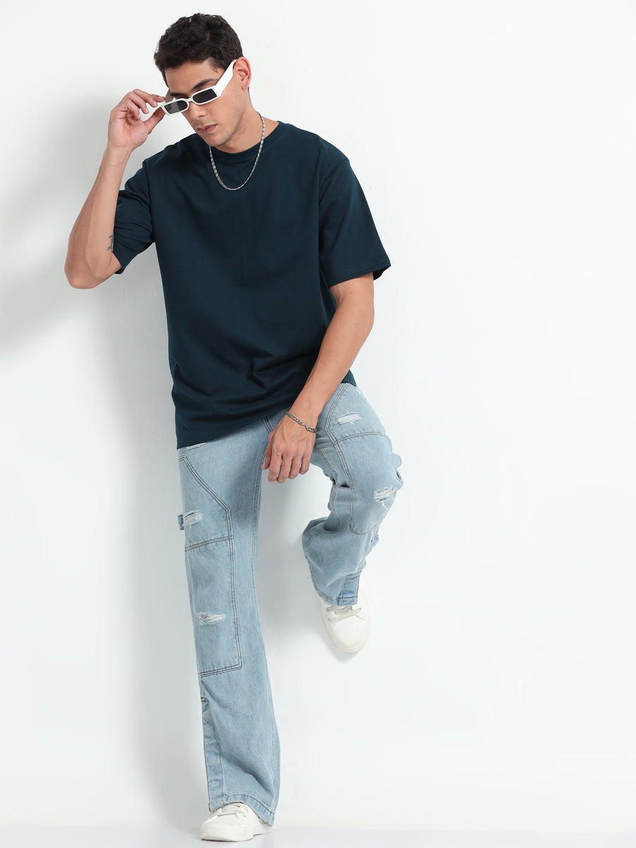 240GSM Unisex Petrol Green Cotton Oversized Tshirt Wholesale Rate Manufacturer Rate – Londhe ...